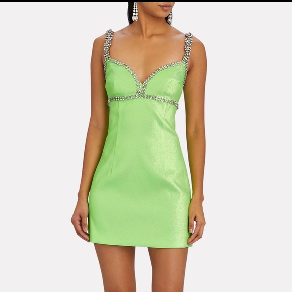 AREA | Dresses | Areacrystalembellished Lam Mini Dress | Poshmark